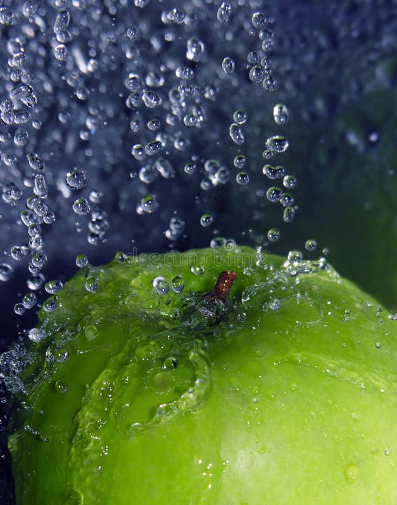 Refreshing apple stock photo. Image of splashing, dropping - 3590608