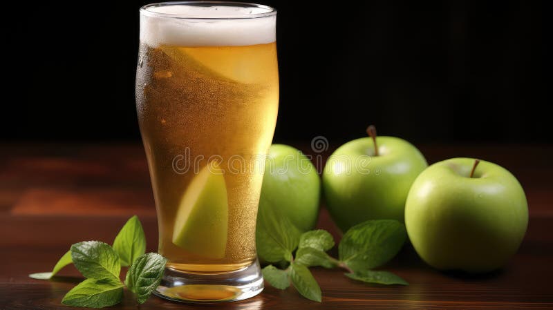 Refreshing apple beer stock illustration. Illustration of cider - 372385676