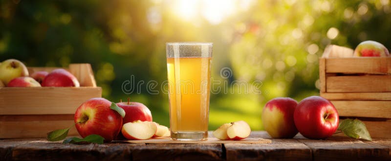 The Refreshing Apple Juice Served in a Glass Surrounded by Fresh Apples ...