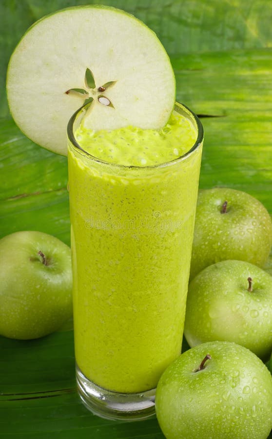 Refreshing Apple Smoothie Milk Shake Stock Image - Image of milk, sweet ...