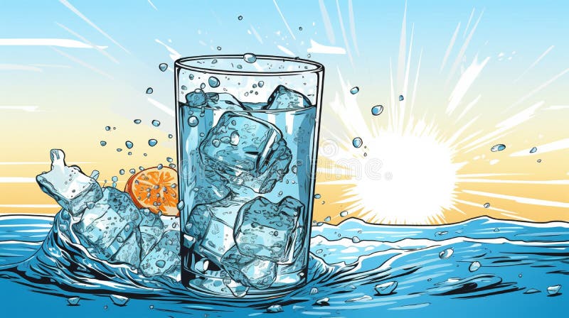 Refreshing Aqua Splash in a Clear Glass Generated by AI Tool Stock ...
