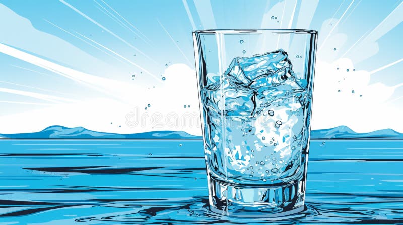 Refreshing Aqua Splash in a Clear Glass Generated by AI Tool Stock ...