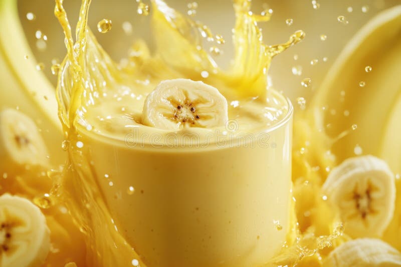 A Refreshing Banana Milkshake with a Playful Splash of Liquid on Top ...