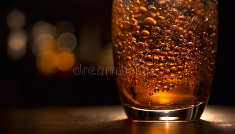 Refreshing Beer Drop Illuminates Dark Bar Night Generated by AI Stock ...