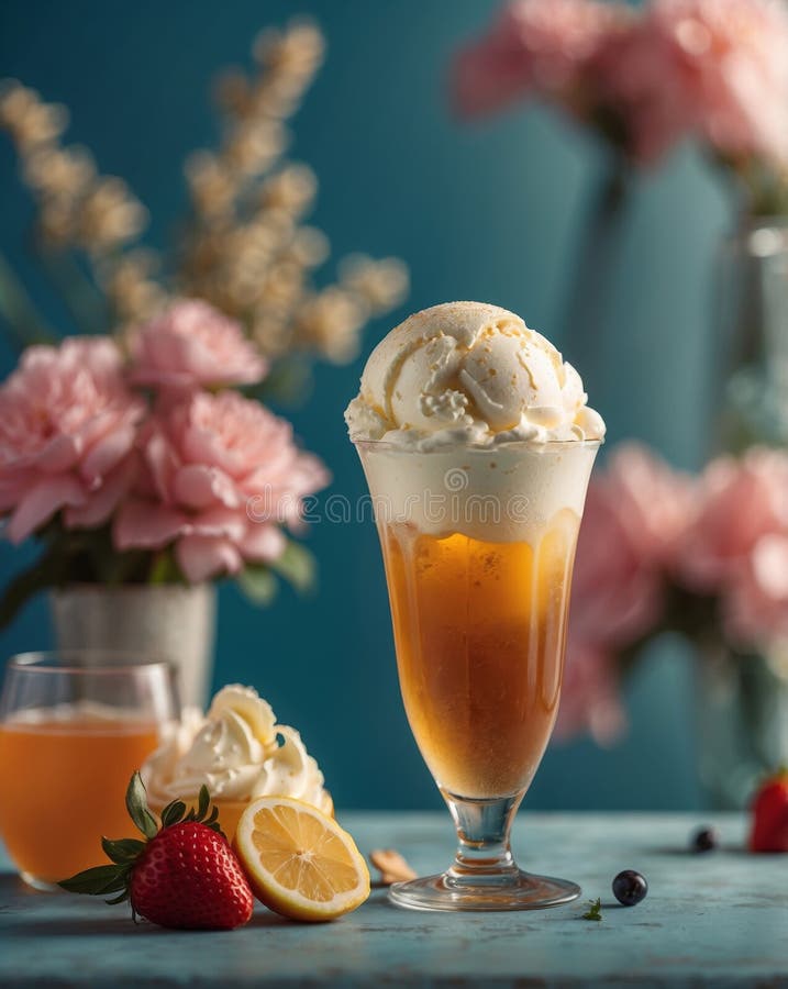 Refreshing Beer Float with a Scoop of Creamy Vanilla Ice Cream Served ...