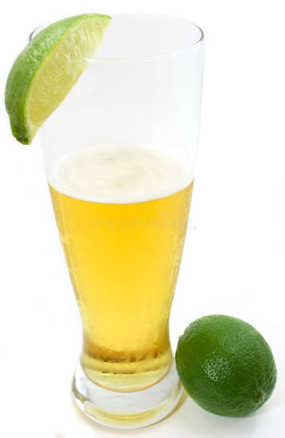 Refreshing Beer with Lime, and Full Lime Stock Image - Image of booze ...
