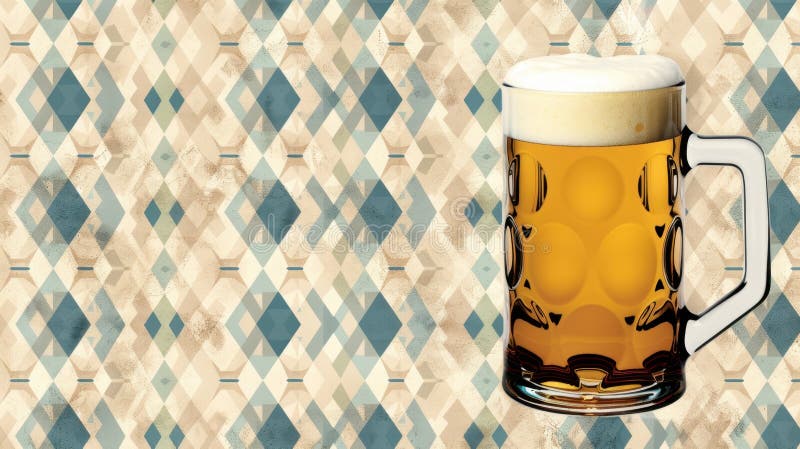 Refreshing Beer Mug on Vintage Patterned Background for Oktoberfest ...