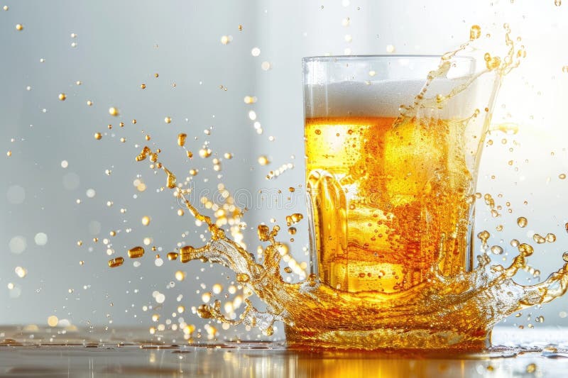 Refreshing Beer Splash in Glass on Sunny Day Stock Photo - Image of ...
