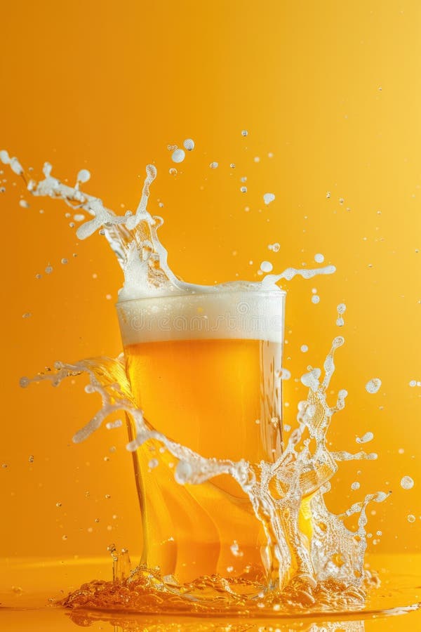 Refreshing Beer Splash in Glass on Sunny Day Stock Photo - Image of ...