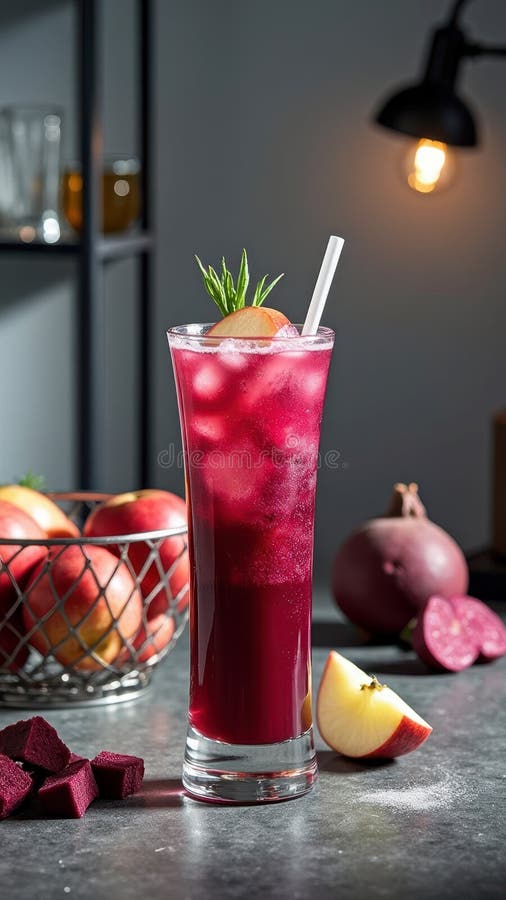 Refreshing Beetroot and Apple Juice in Modern Kitchen Setting Stock ...