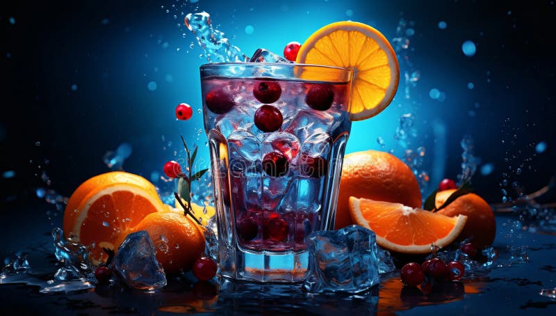 Refreshing Berry Citrus Splash, AI Generated Stock Photo - Image of ...