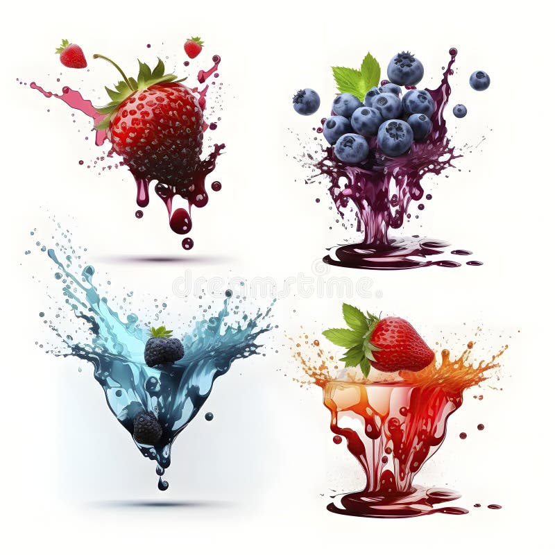 Refreshing Berry Juice Splash for Summer Drinks. Stock Illustration ...