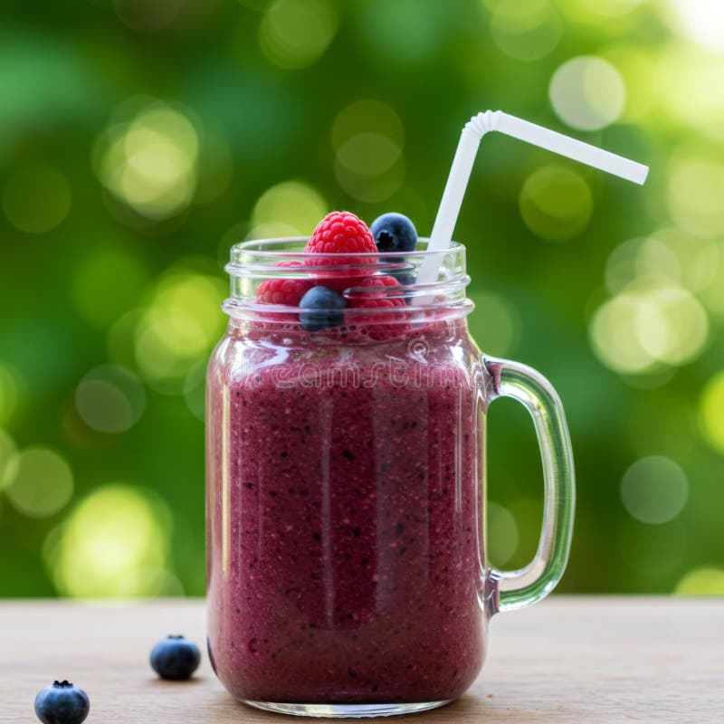 Refreshing Berry Smoothie in Mason Jar Stock Illustration ...