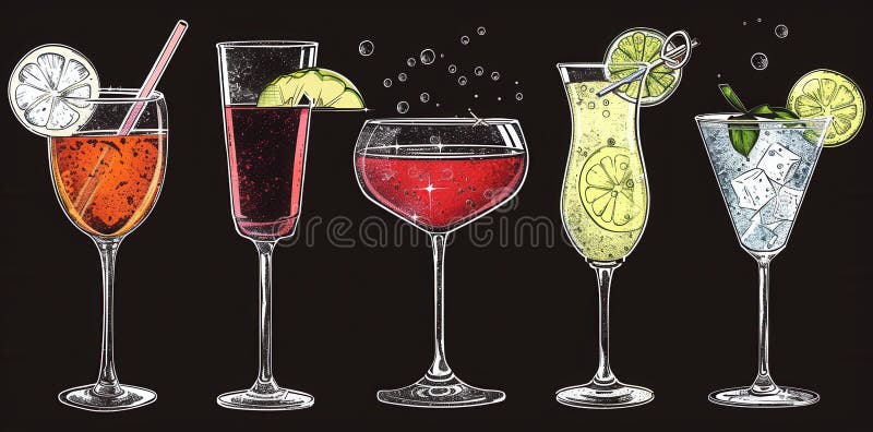 Refreshing Beverage Collection. High Detailed Drink Concept Stock Image ...
