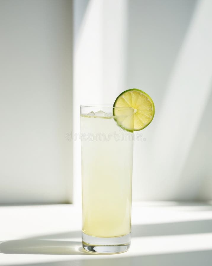 Refreshing Beverage in a Glass with Lime Slice. Stock Photo - Image of ...