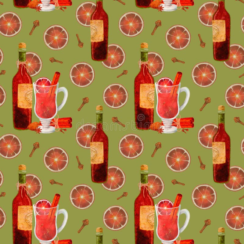A Refreshing Beverage Pattern Featuring Bottles and Citrus Slices for ...