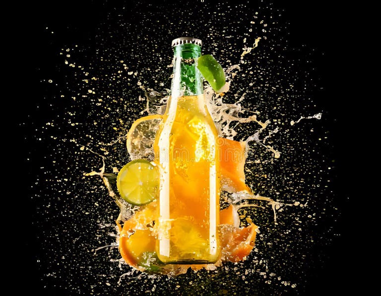 Refreshing Beverage Splash Studio Setting Photography High Contrast ...