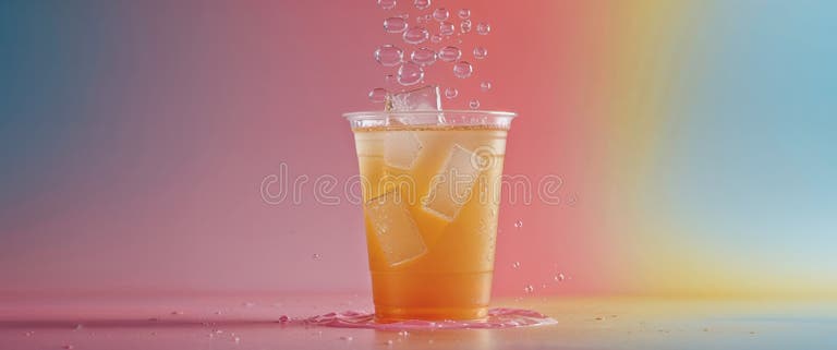 Refreshing Beverage Toast with Colorful Background and Bubbles in ...