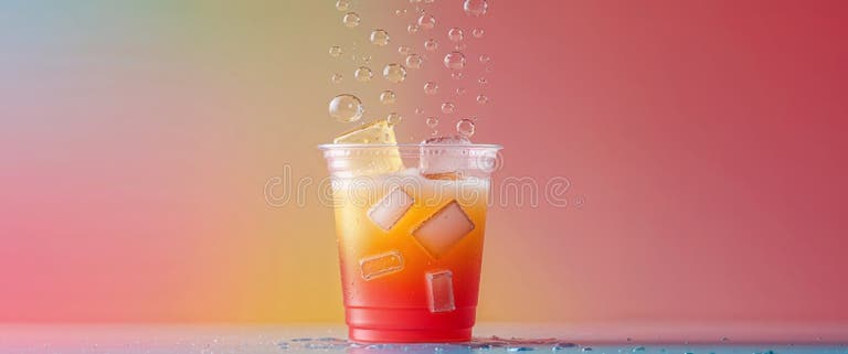 Refreshing Beverage Toast with Colorful Background and Bubbles in ...