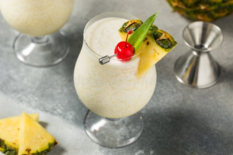 Refreshing Blended PIna Colada Cocktail with Rum Stock Photo - Image of ...