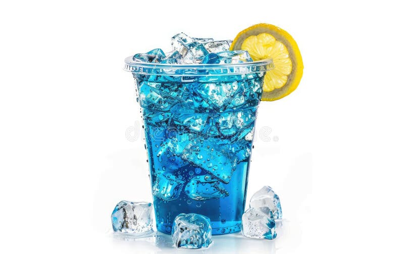 Refreshing Blue Beverage Isolated on White Background, Stock ...