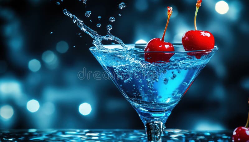 Refreshing Blue Cocktail Featuring a Splash of Cherry Flavor Stock ...