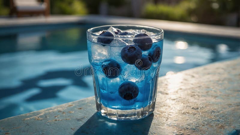 Refreshing Blueberry Cocktail by the Pool Stock Illustration ...