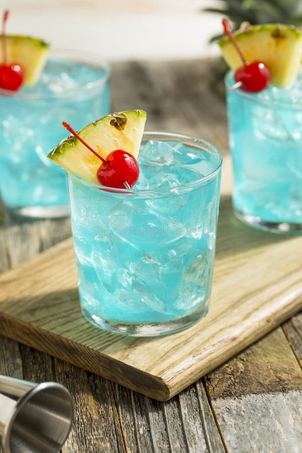 Refreshing Blue Hawaii Cocktail Punch Stock Image - Image of cool ...