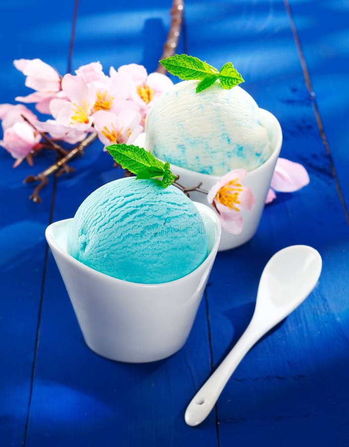 Refreshing Blue Italian Icecream Stock Photo - Image of dessert ...