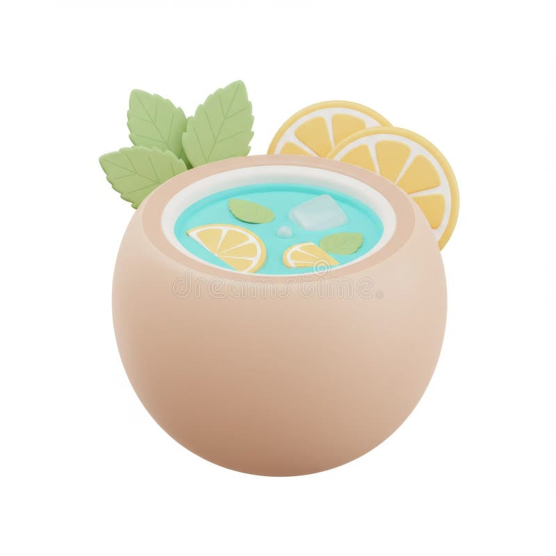 Refreshing Blue Lemonade with Mint and Lemon Stock Illustration ...