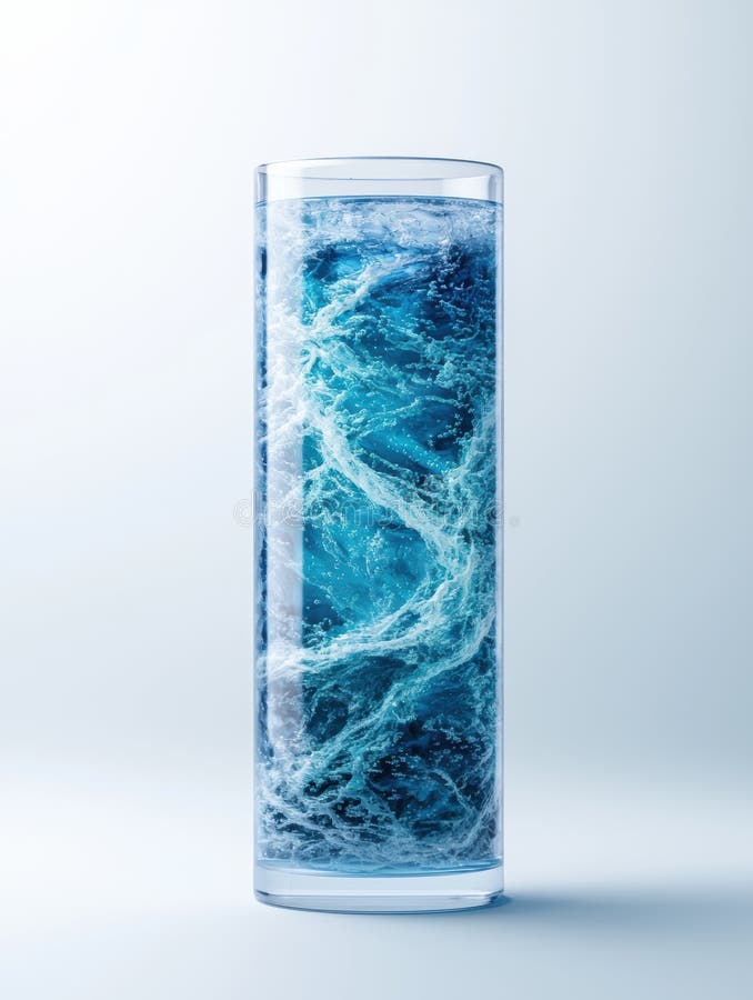 Refreshing Blue Ocean Wave in Glass Stock Illustration - Illustration ...
