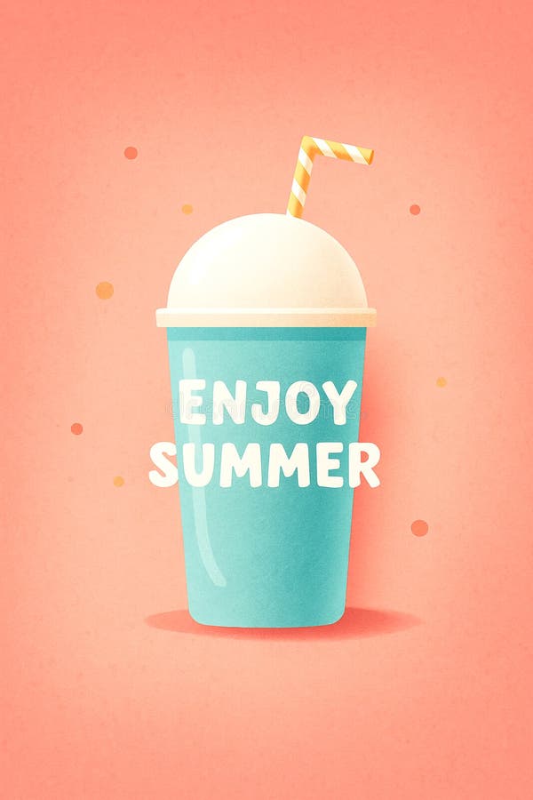 Refreshing Blue Summer Drink with Enjoy Summer Message Stock ...