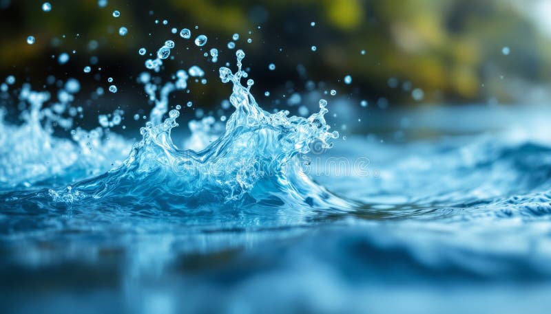 Refreshing Blue Water Splash Captured Mid-air Stock Illustration ...