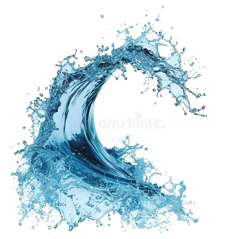 Refreshing Blue Water Splash, Vibrant Waves on White Background, Fresh ...