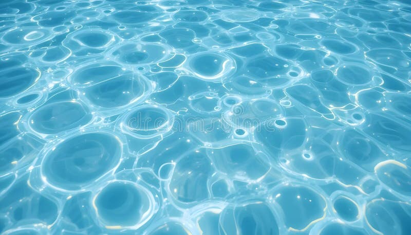 "Refreshing Blue Water Surface: Realistic Transparent Texture with Rippled Patterns and Bubble ...