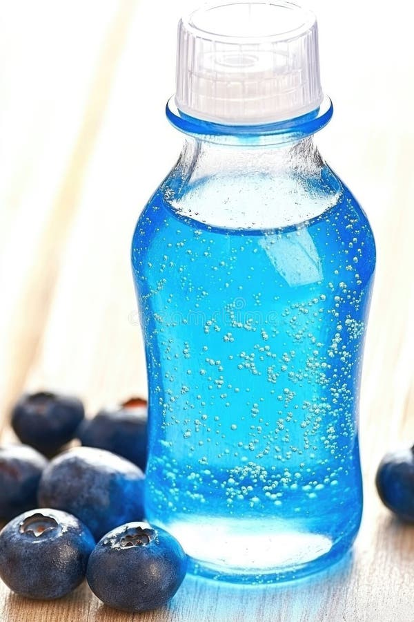 Refreshing Blueberry Beverage with Bubbles in a Clear Plastic Bottle ...