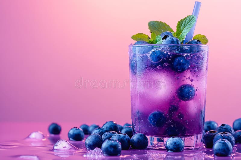 Refreshing Blueberry Juice on Gradient Background Stock Image - Image ...