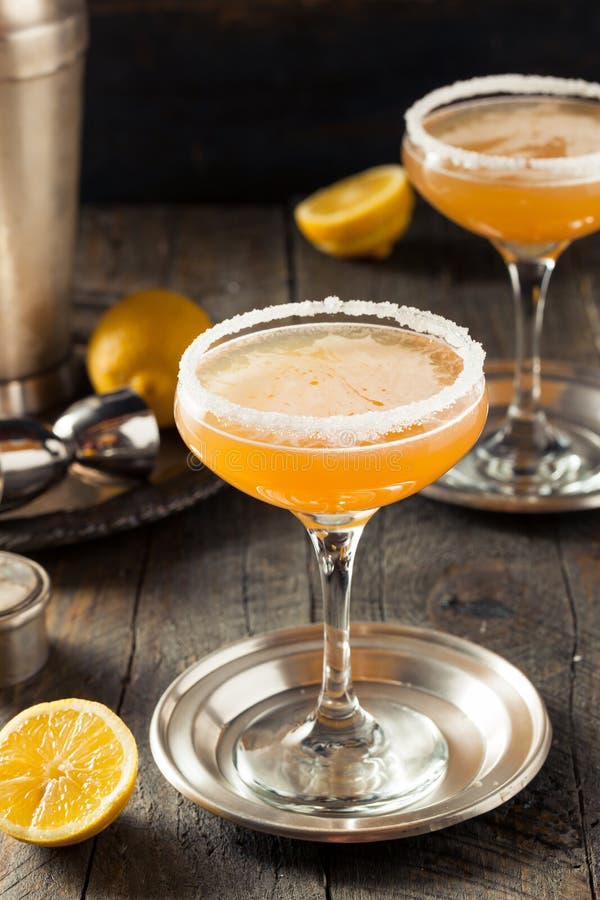 Refreshing Boozy Sidecar Cocktail Stock Image - Image of side, garnish ...