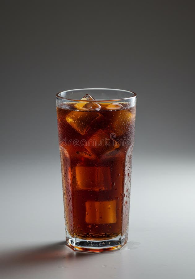 Refreshing Brown Soda Drink with Ice Cubes in Glass Stock Photo - Image ...