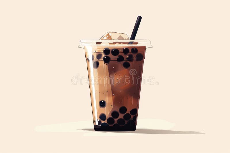 Refreshing Bubble Tea with Tapioca Pearls in Cup with Straw. Cold Boba ...