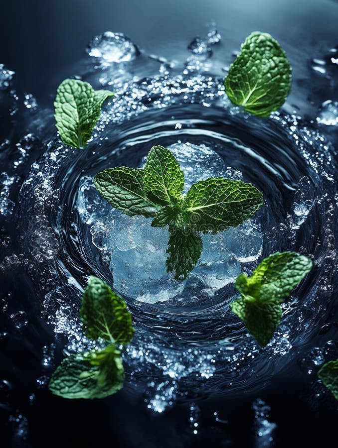 Refreshing Burst of Flavor with Mint and Ice Creating a Cool Experience ...