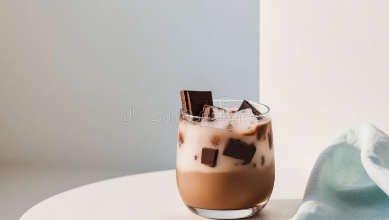 Refreshing Chocolate Drink with Ice and Chocolate Pieces Served Cold ...