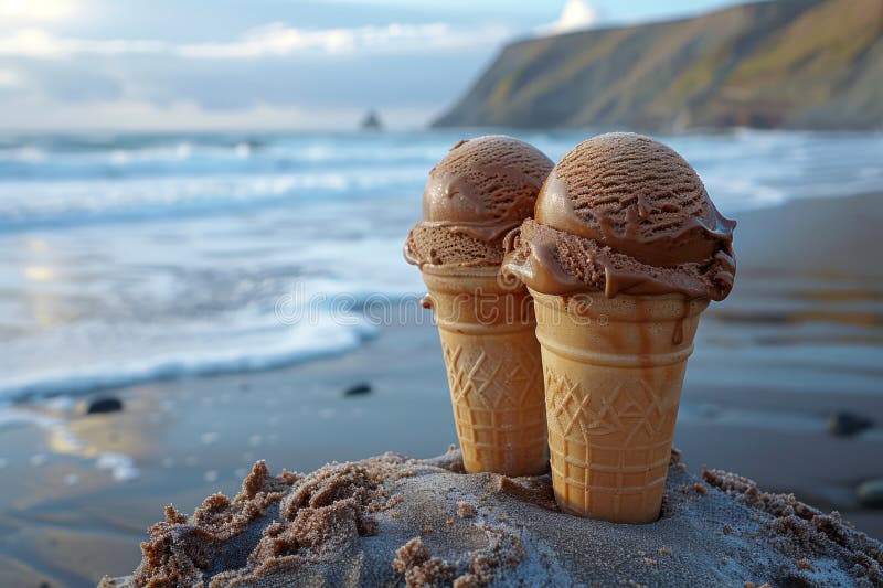 Refreshing Chocolate Ice Cream Treat Close Up Stock Illustration ...