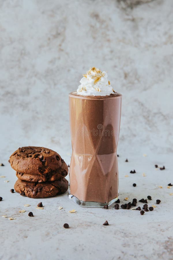 Refreshing Chocolate Milkshake with Cookies Stock Image - Image of ...