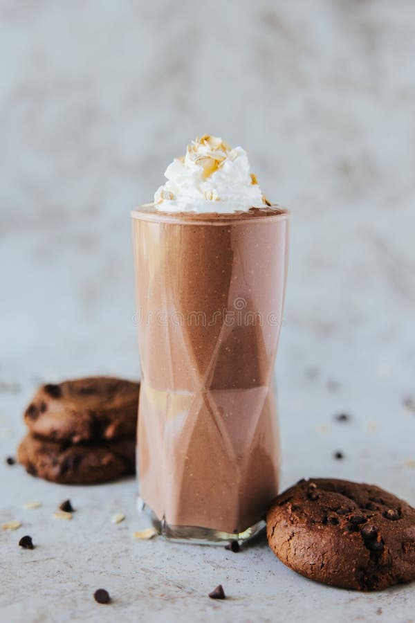 Refreshing Chocolate Milkshake with Cookies Stock Image - Image of ...