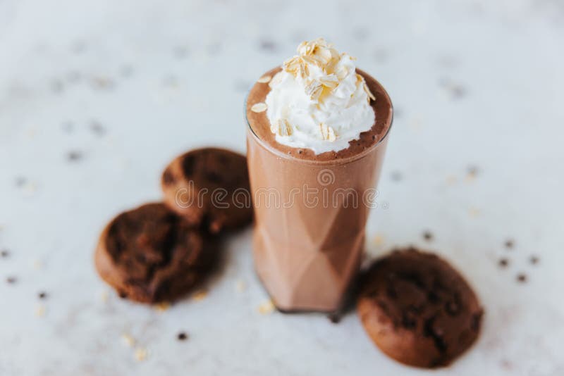 Refreshing Chocolate Milkshake with Cookies Stock Image - Image of ...