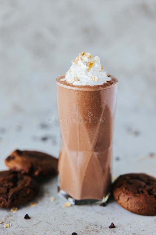 Refreshing Chocolate Milkshake with Cookies Stock Image - Image of ...