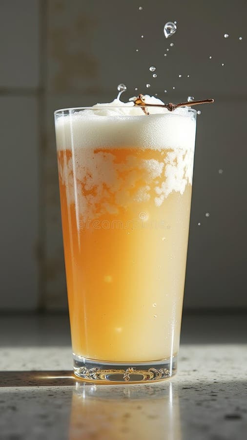 Refreshing Citrus Beer Foam Splash Glass Stock Photos - Free & Royalty ...
