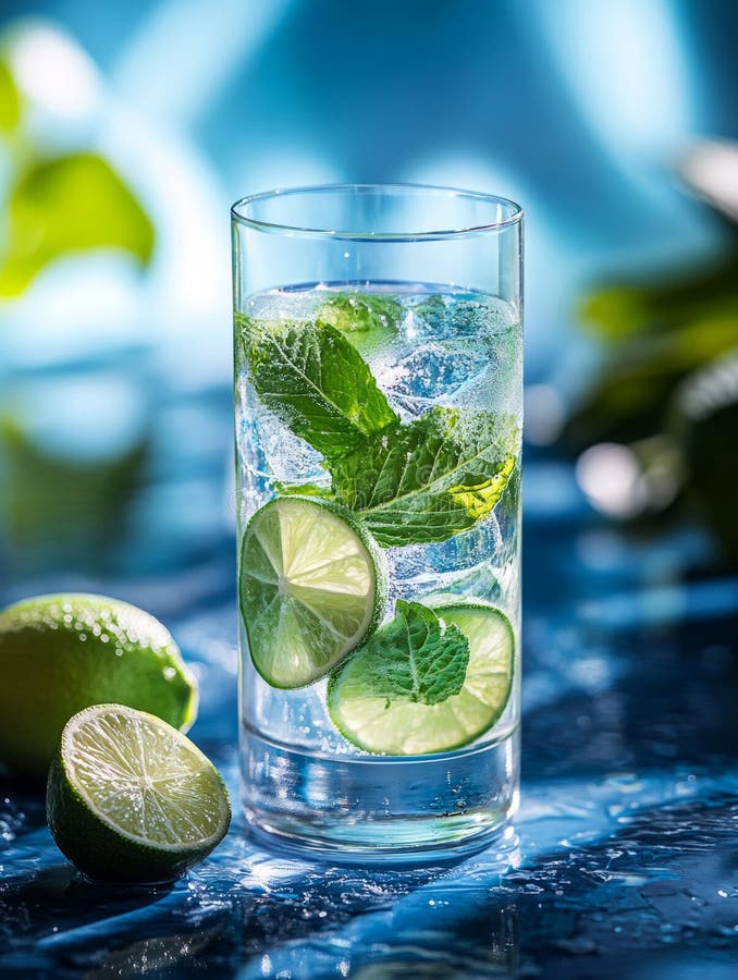 Refreshing Citrus Cocktail with Lime and Mint. Stock Image - Image of ...