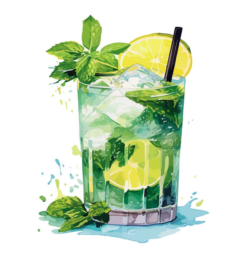 Refreshing Citrus Delight: Lemon Cocktail in a Glass Stock Vector ...